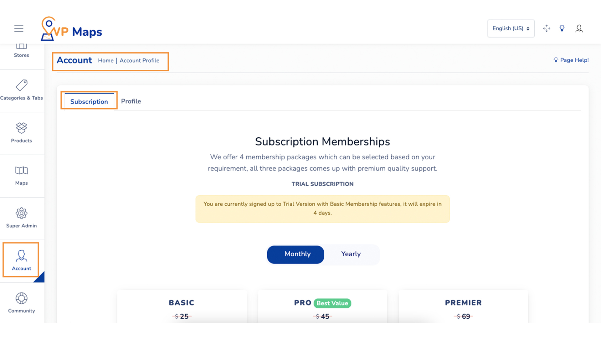 WP Maps Subscription Tab: Manage Your Plans & Upgrade Easily